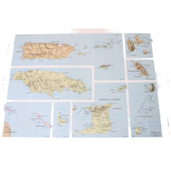 Art | Caribbean Islands Cosmopolitan Atlas Map Vintage 91722 | Poshmark